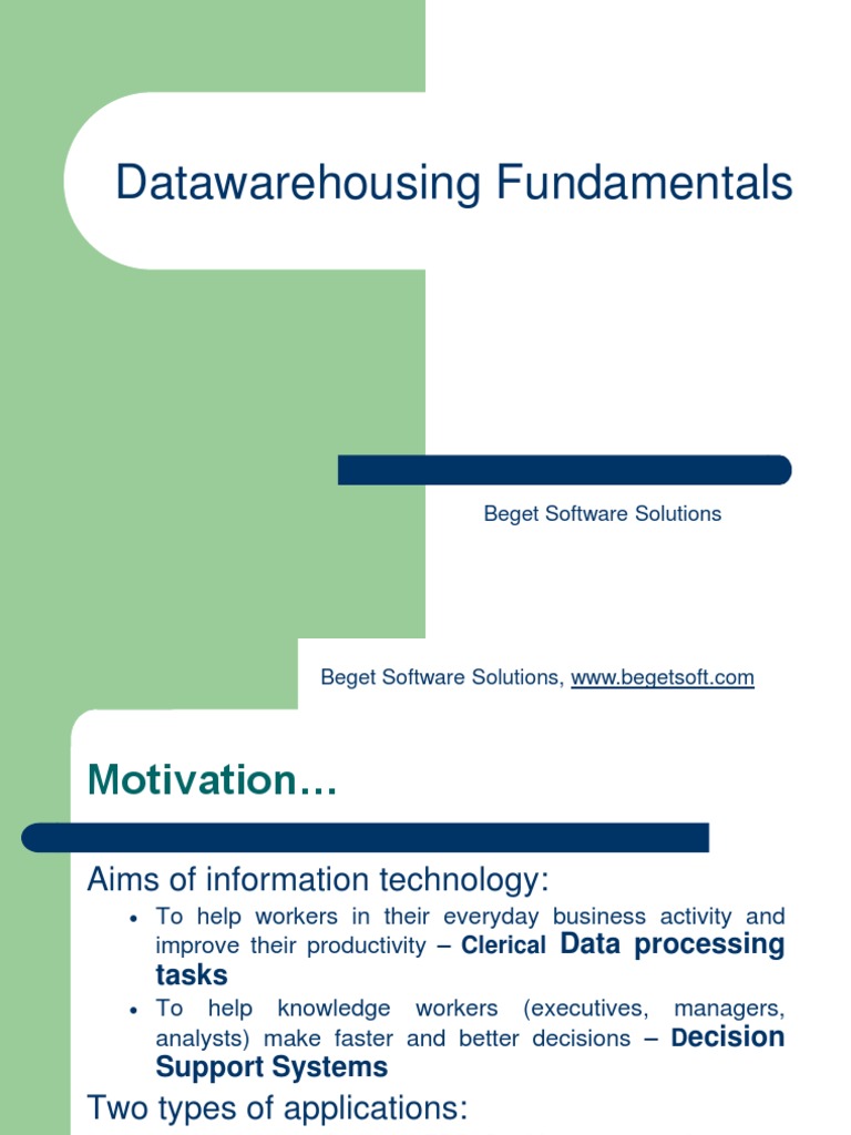 Datawarehousing Fundamentals: Beget Software Solutions | PDF | Data ...