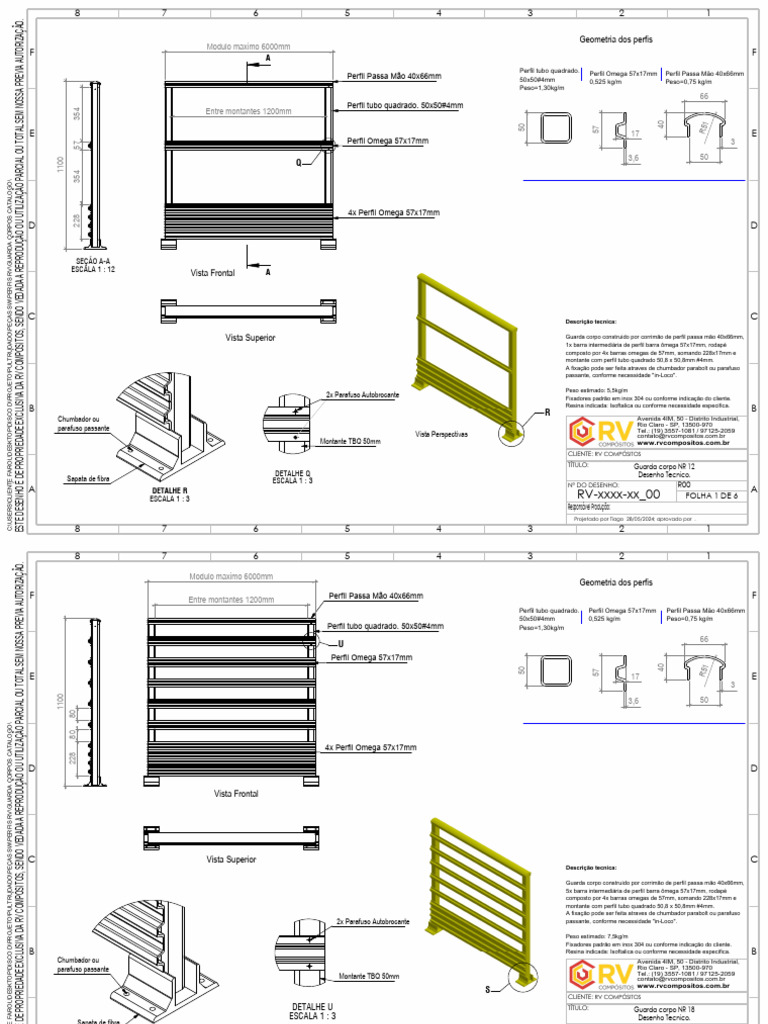 Ficha Tecnica Guarda Corpo | PDF | Material composto | Setor secundário da economia