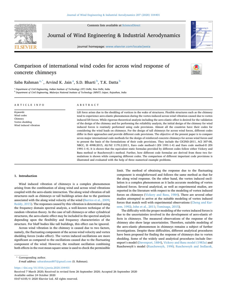 Comparison of International Wind Codes For Across Wind Response of ...