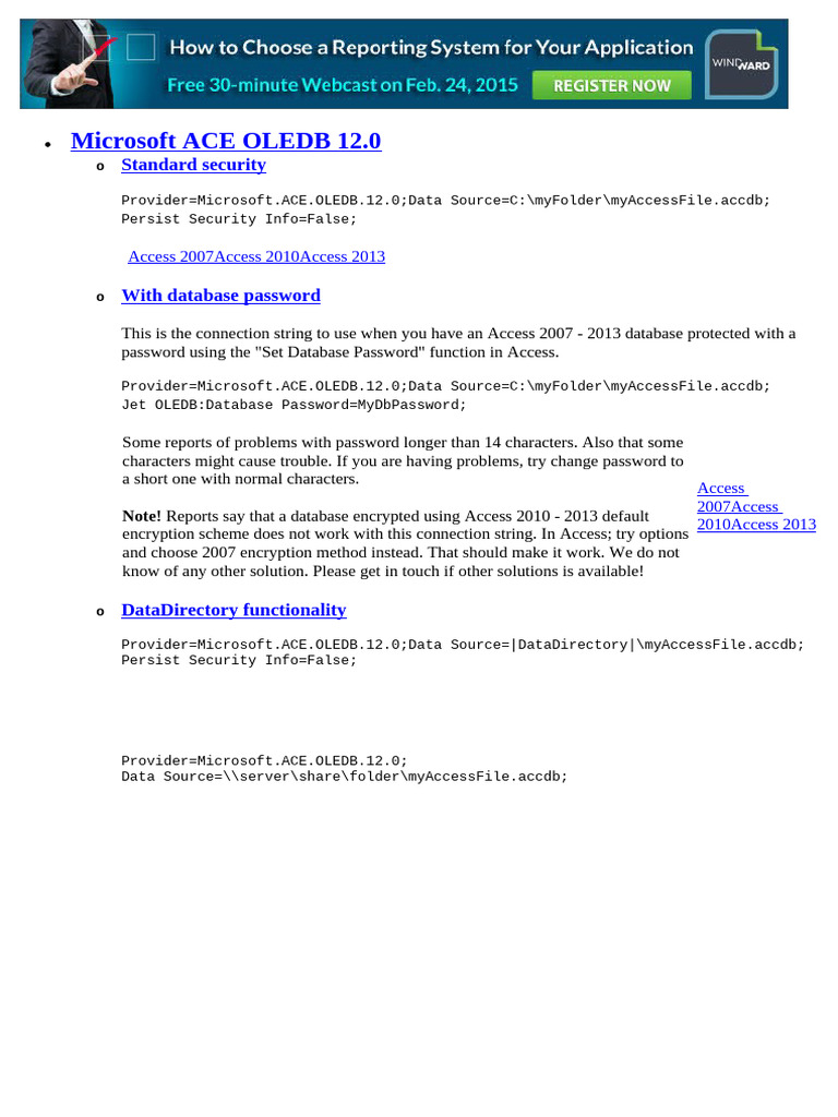 Microsoft Ace Oledb 12 | PDF