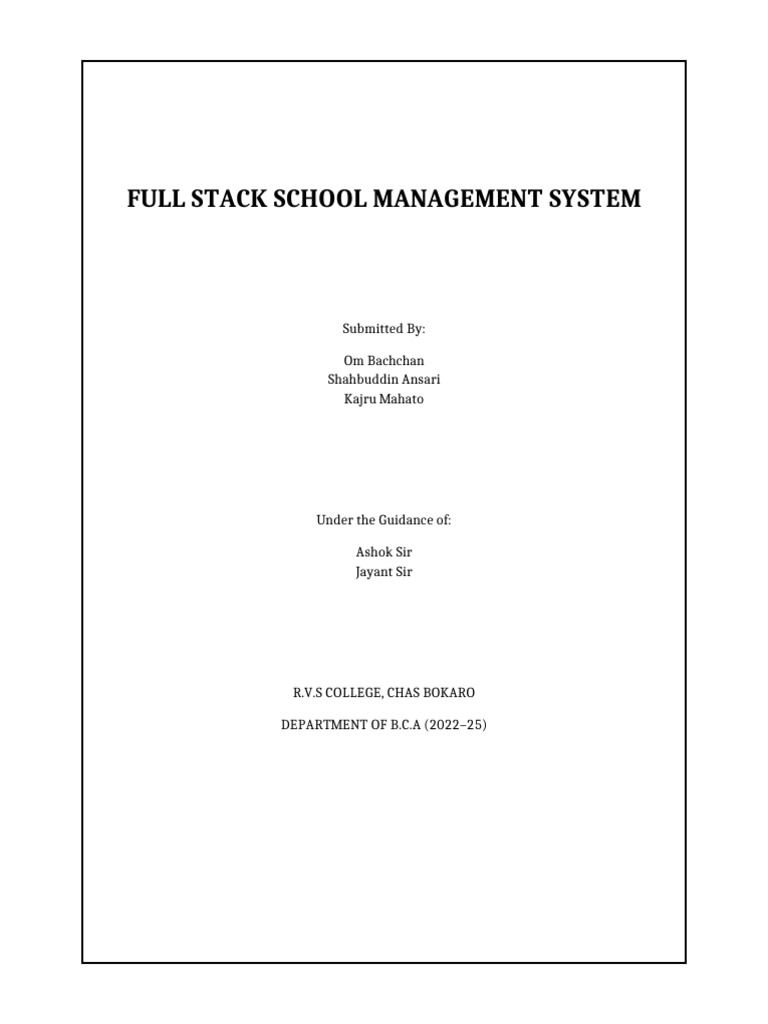 School Management System Front Matter | PDF | Computer Engineering | Software Engineering