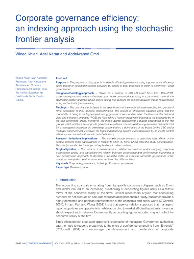 Governance Efficiency Index via Stochastic Analysis | PDF | Governance ...