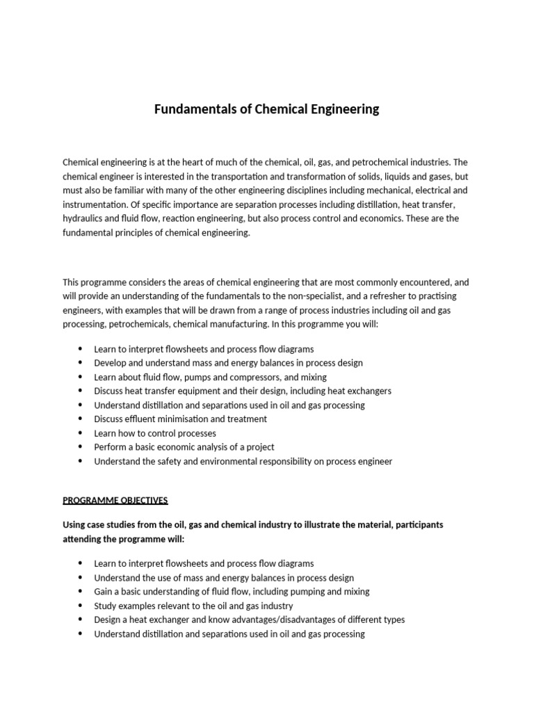 Fundamentals of Chemical Engineering | PDF | Chemical Engineering ...