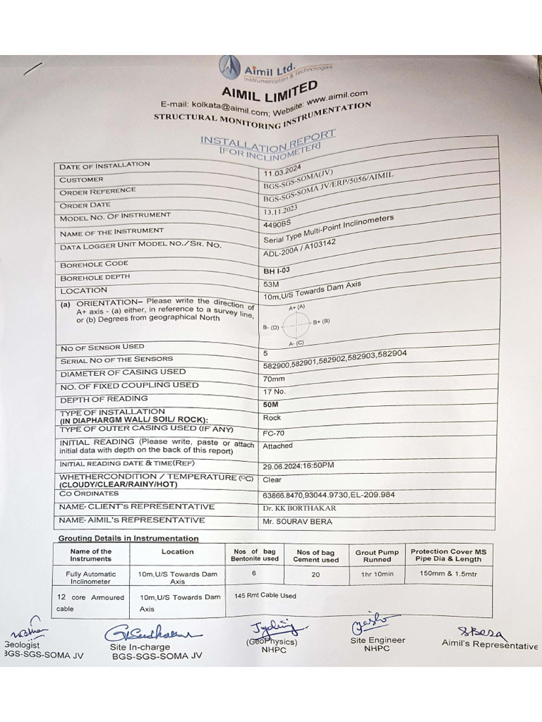 In Place Inclinometer Installation Report | PDF