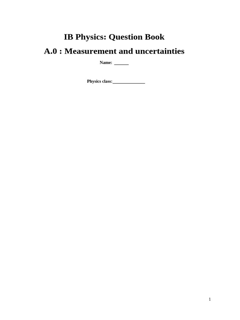 IB Physics Measurement & Uncertainties Quiz | PDF | Temperature ...