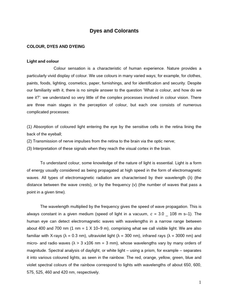 UNIT -III NOTES | PDF | Dye | Dyeing