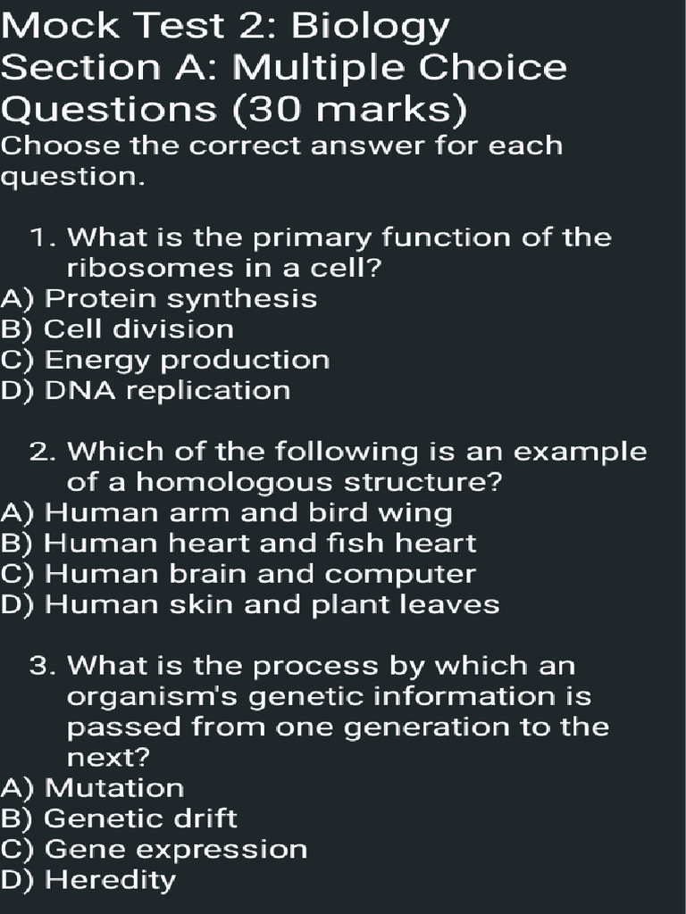 Mock Test 2 Biology | PDF
