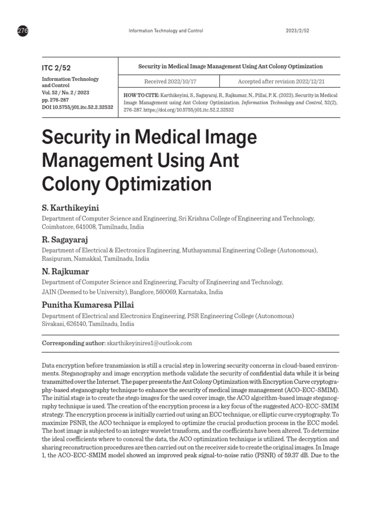 Medical Image Security via ACO Optimization | PDF | Key (Cryptography) | Encryption