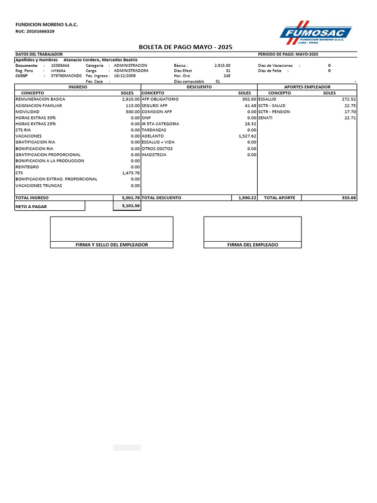 BOLETA ATANACIO | PDF | Compensación laboral | Distribución de ingresos ...