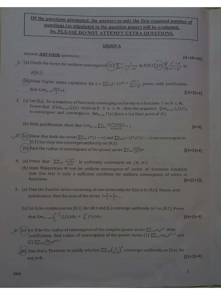 Complex Analysis 2024 End Sem PYQ | PDF
