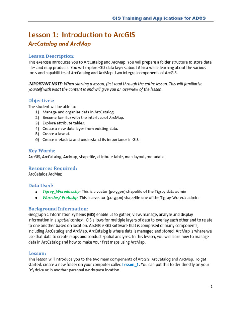 ArcGIS Basics: ArcCatalog & ArcMap Guide | PDF | Arc Gis | Geographical ...