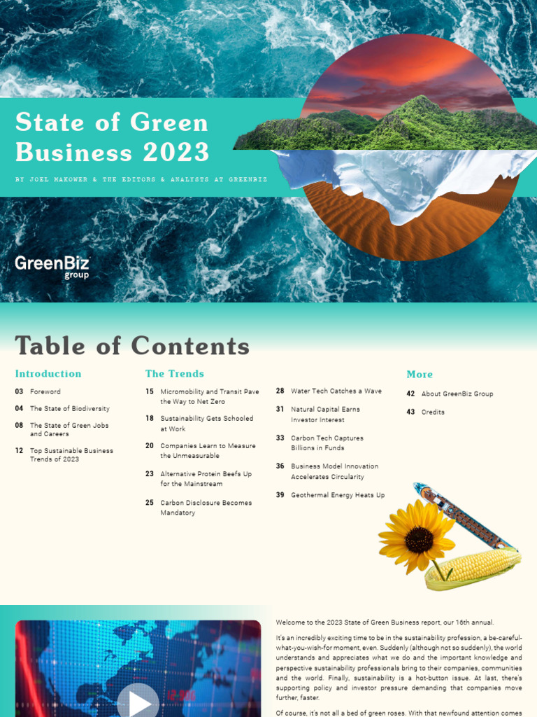 2023 Green Business Trends Report | PDF | Sustainability | Deforestation