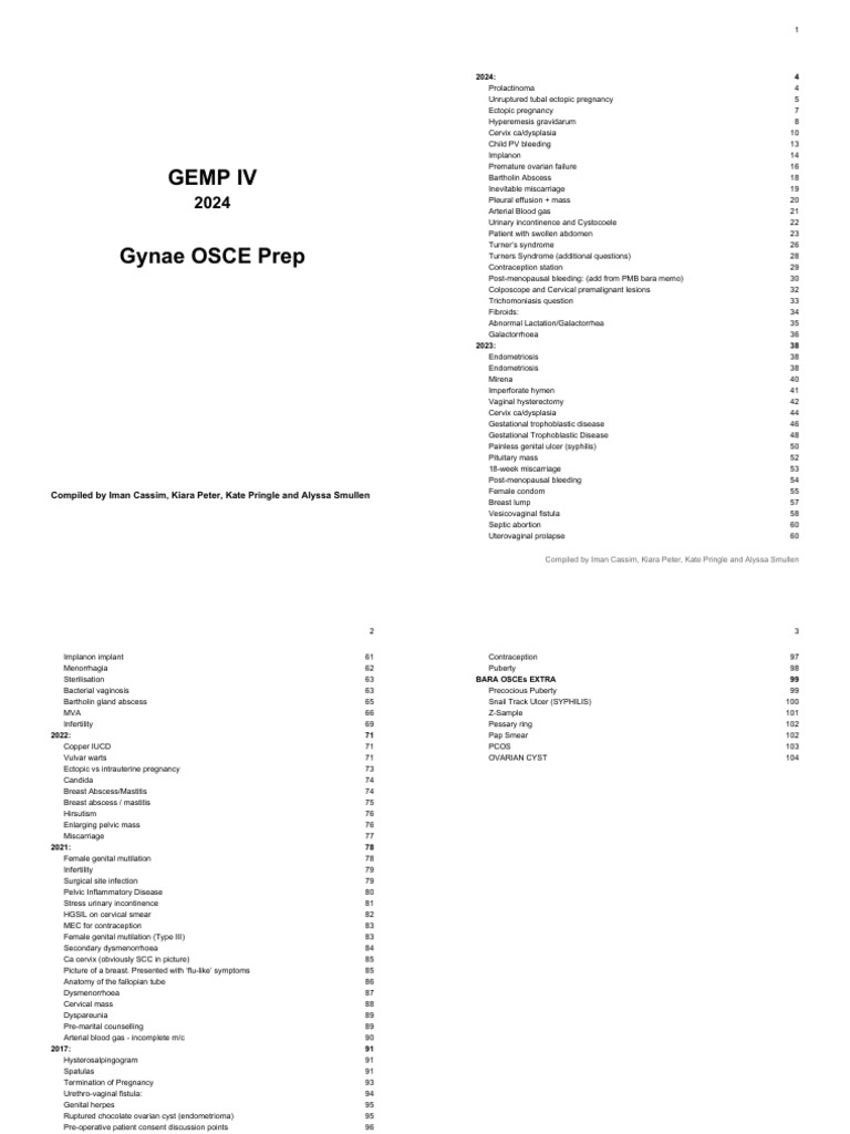 KIKA Gynae OSCE Prep (1) - 250731 - 092235 (N-Up 2x1) | PDF ...