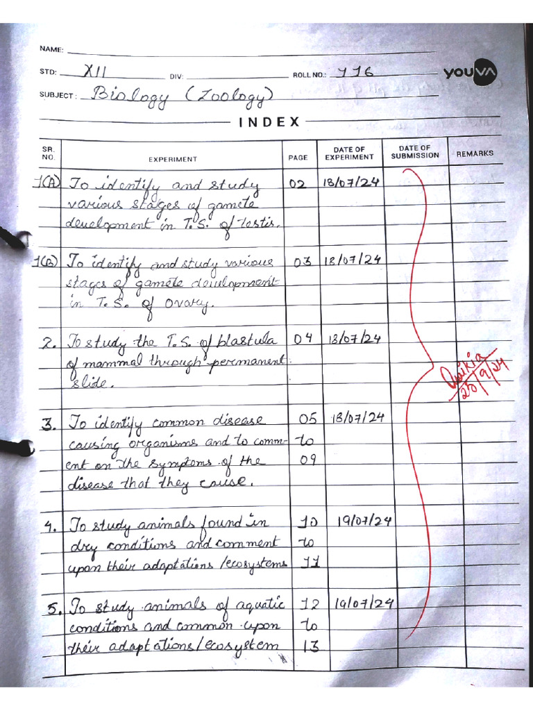 Zoology Practical 2024 | PDF