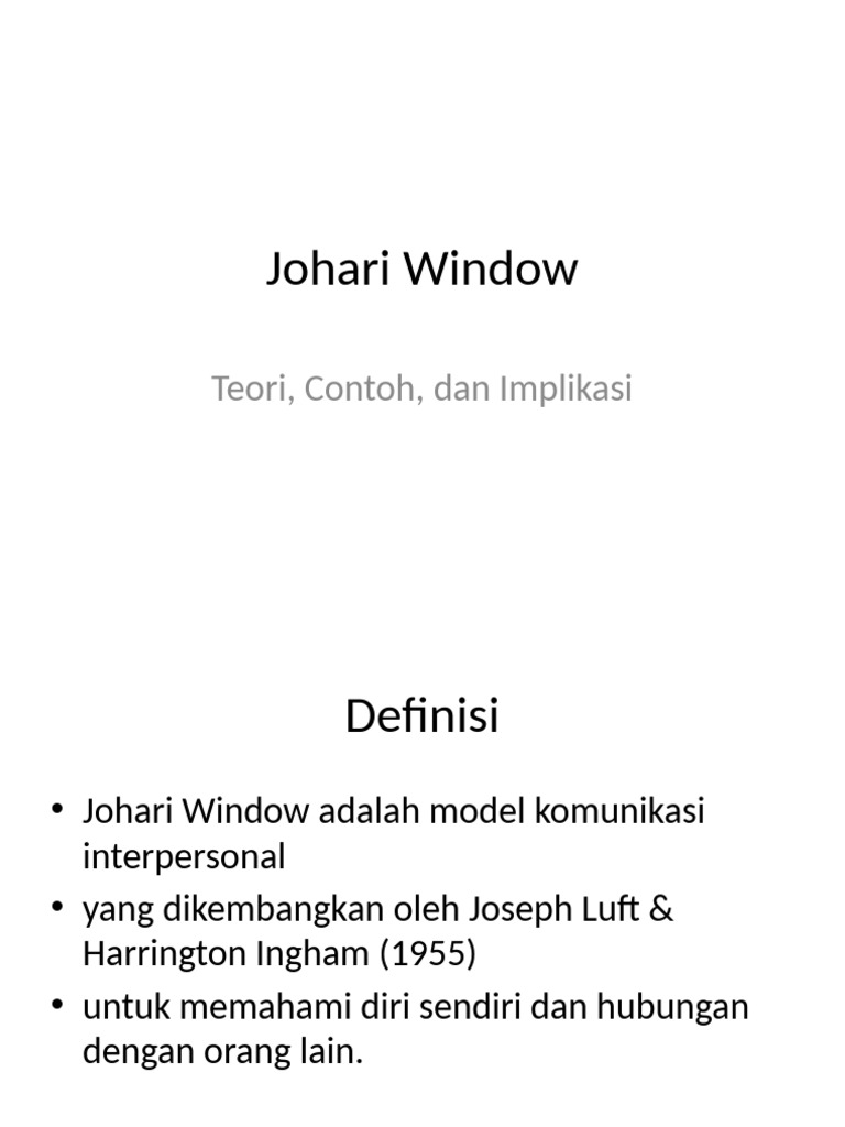 Johari Window Presentation With Illustration | PDF