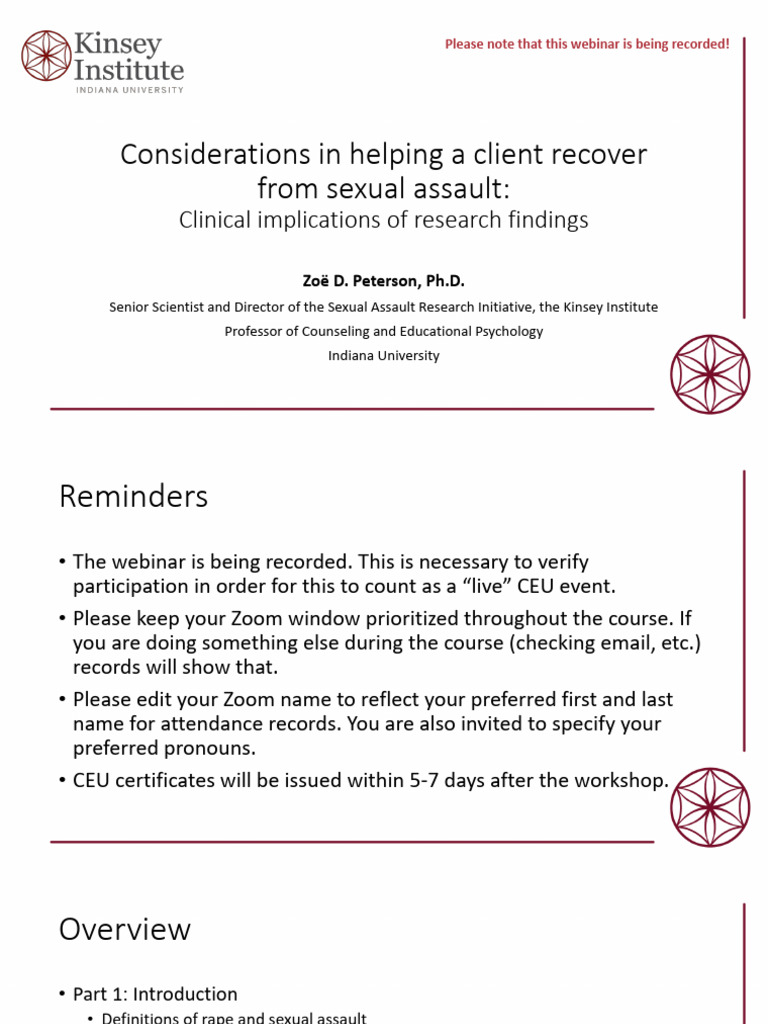 Considerations in Helping A Client Recover From Sexual Assault | PDF ...