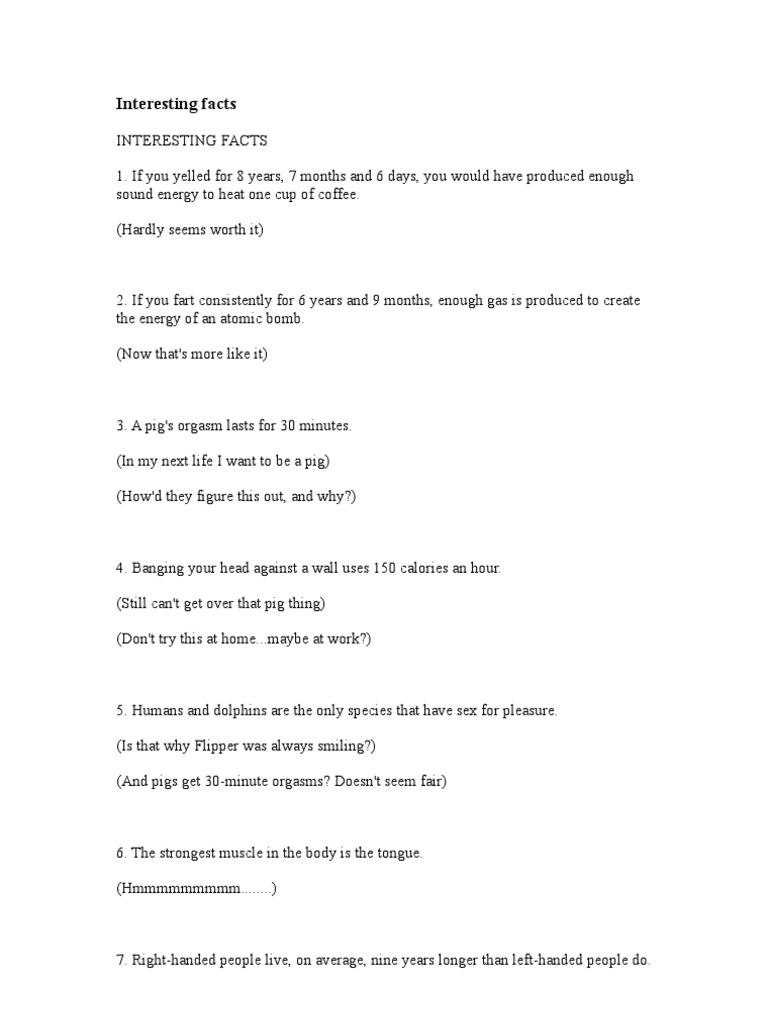 Fun and Surprising Facts List | PDF | Nature