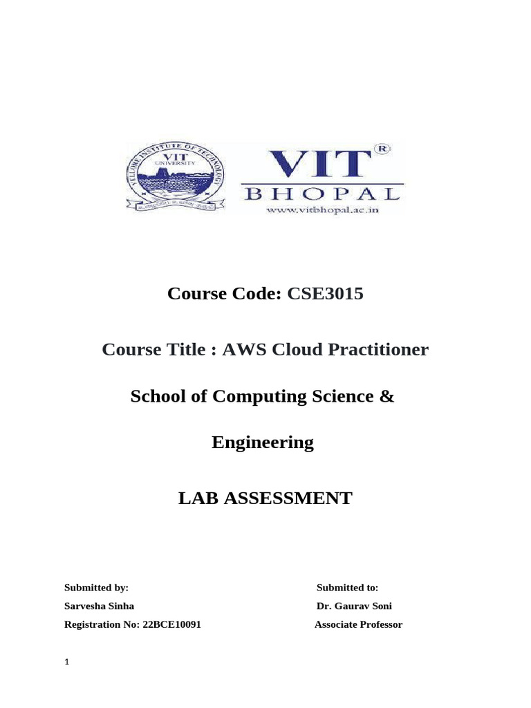 22BCE10091 AWS Lab Assessment | PDF | Computing | Software