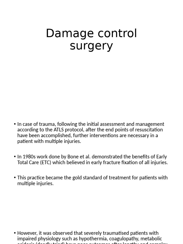 Damage Control Surgery in Trauma Care | PDF | Liver | Clinical Medicine