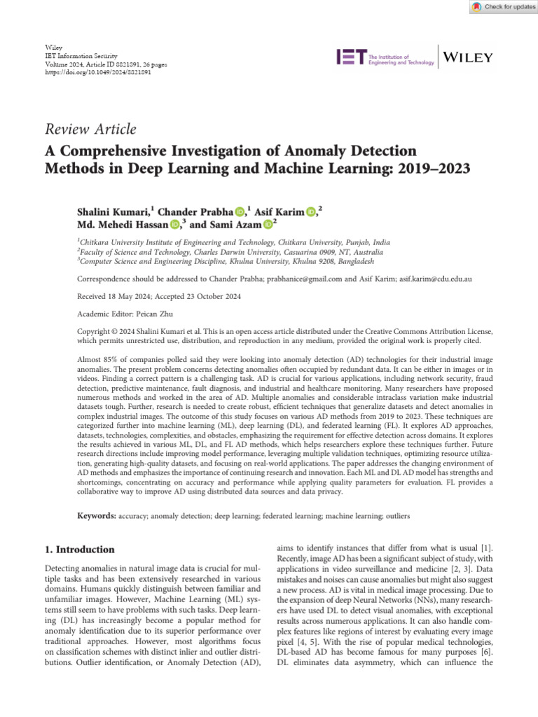 IET Information Security - 2024 - Kumari - A Comprehensive Investigation of Anomaly Detection ...