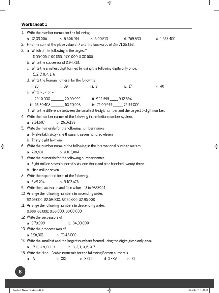 Grade 4 Number Concepts Worksheet | PDF | Chess Openings | Chess