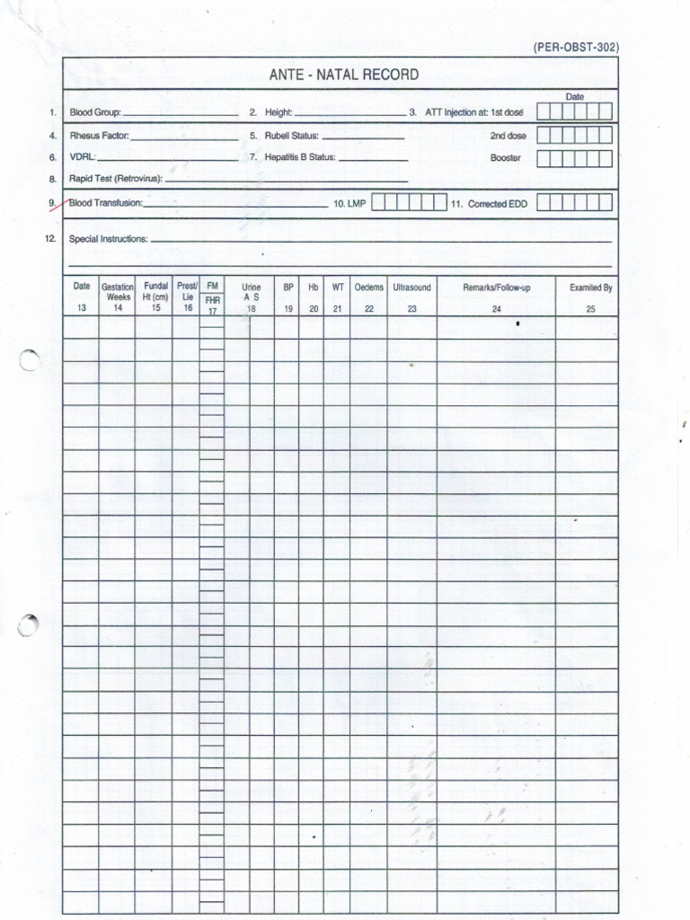 Antenatal Record Booking | PDF
