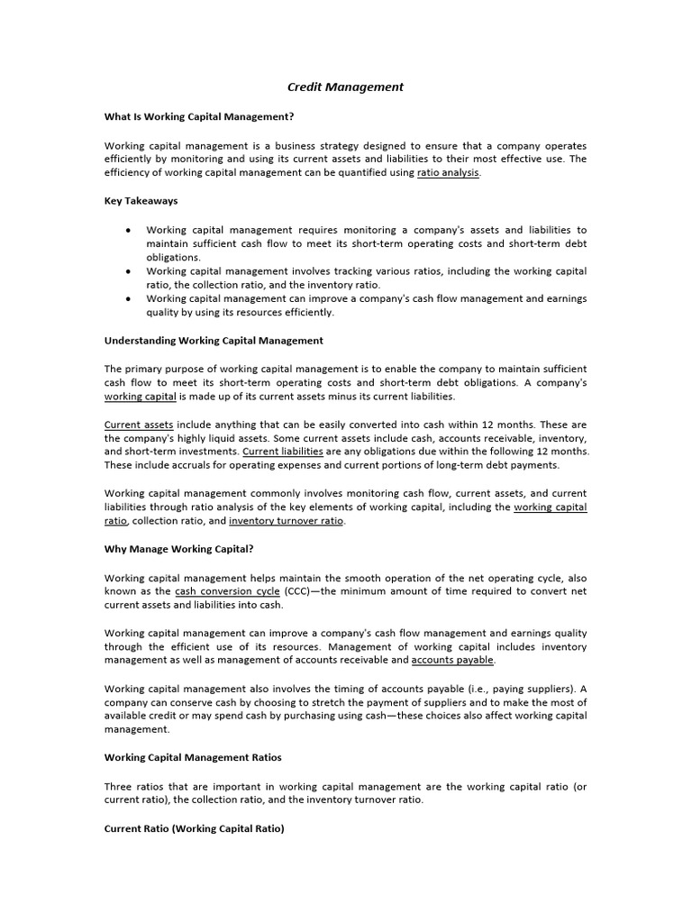 Understanding Working Capital Management | PDF | Working Capital | Loans