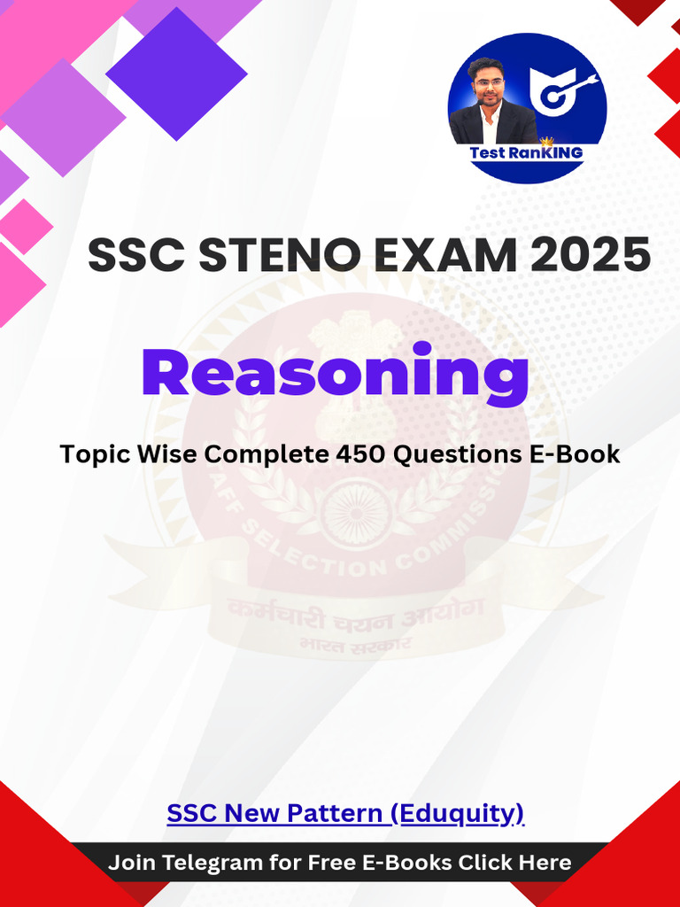 SSC Steno 2025 Reasoning Topic Wise 450 Questions PDF in English | PDF ...
