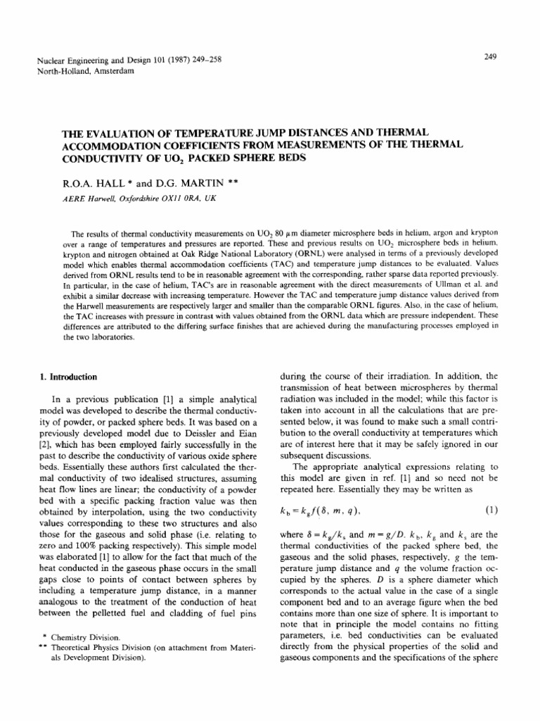 Thermal Conductivity of UO2 Sphere Beds | PDF | Thermal Conductivity ...