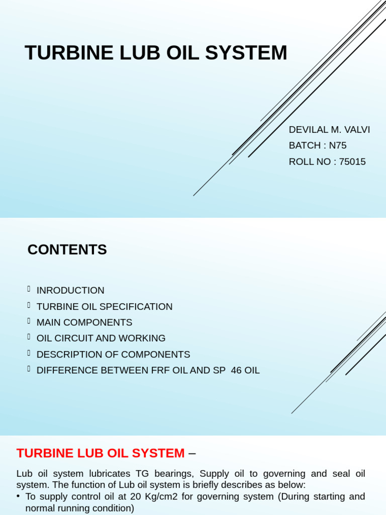 15.Turbine Lub Oil System | PDF | Pump | Bearing (Mechanical)
