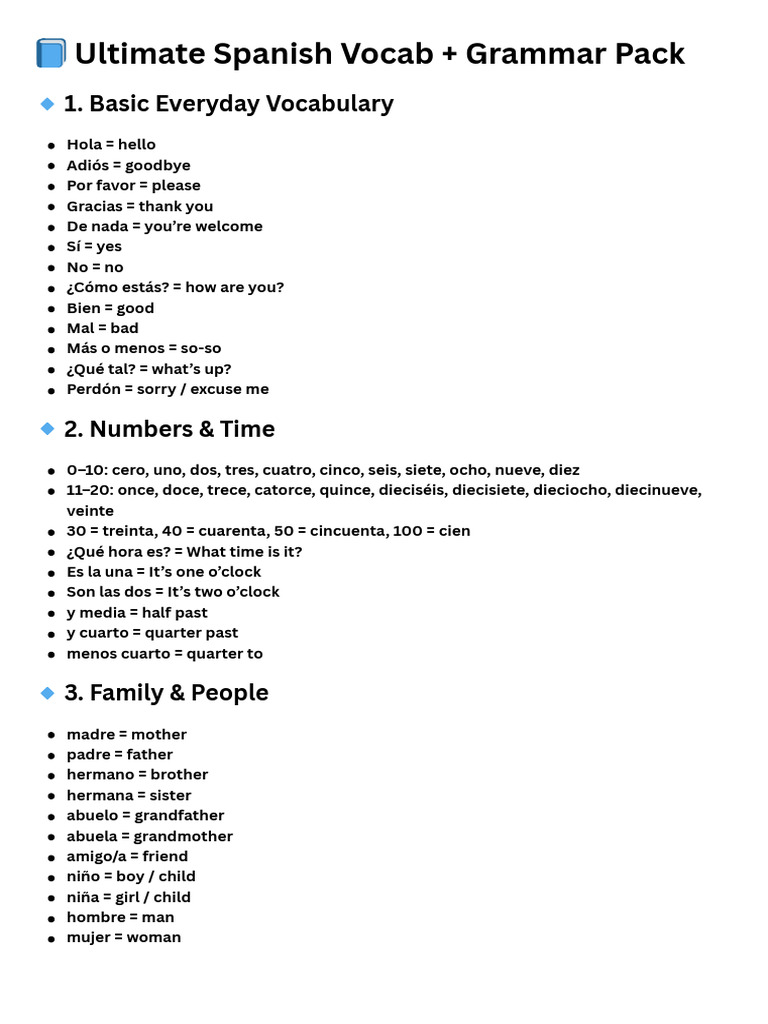 ? Ultimate Spanish Vocab + Grammar Pack | PDF | ensalada | Alimentos