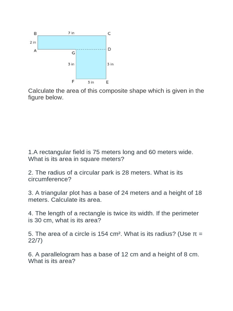 Calculate The Area of This Composite Shape Which Is Given in The Figure ...