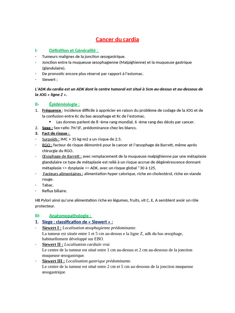 Classification et pronostic du cancer du cardia | PDF | Cancer de l ...