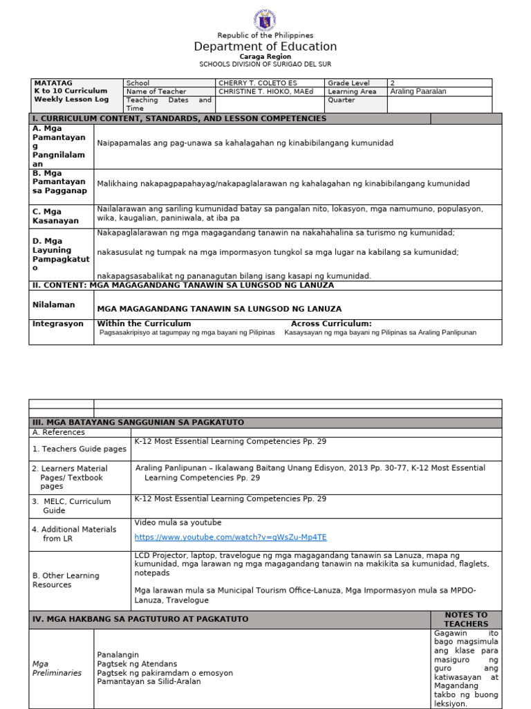 My Balik Kasaysayan LP Matatag Format | PDF