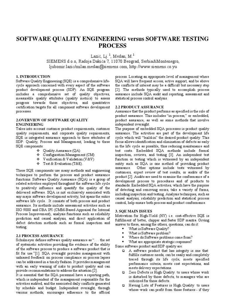 SQE Vs SQA | PDF | Software Testing | Quality Assurance