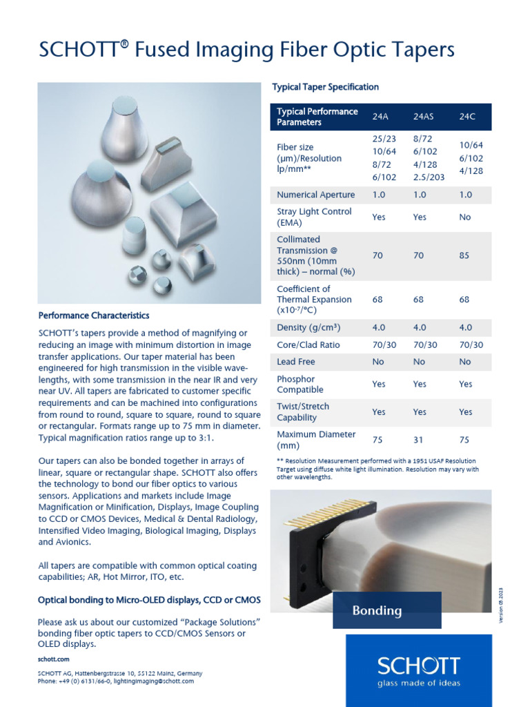Schott Fused Imaging Fiber Optic Tapers en | PDF | Optical Fiber | Optics