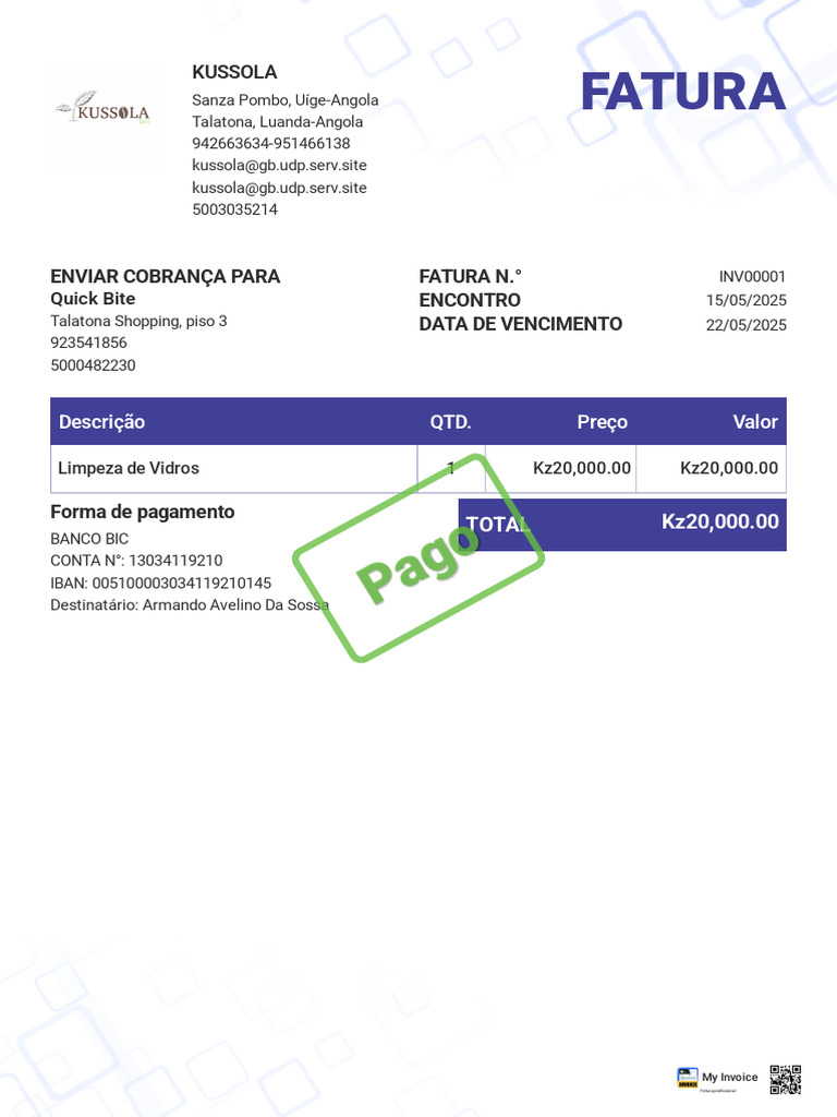 Modelo de Fatura Profissional | PDF