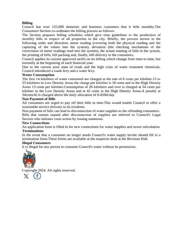 Bulawayo Council Water Billing Guide | PDF