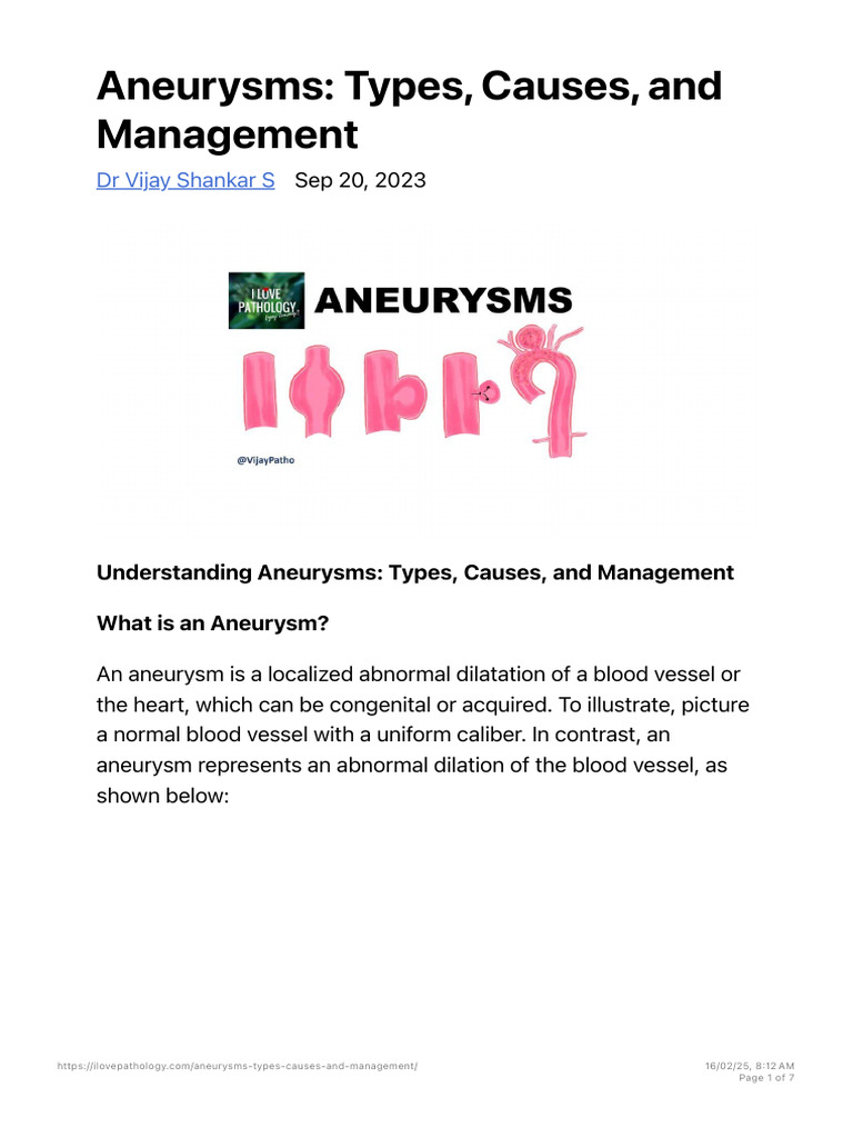 Aneurysms- Types, Causes, And Management - Pathology Made Simple | PDF ...