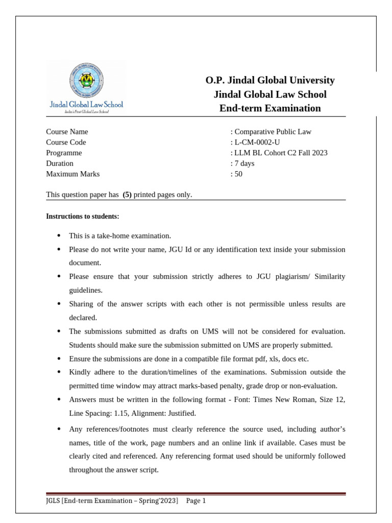 CPL - End-Term Question Paper 2023-New | PDF