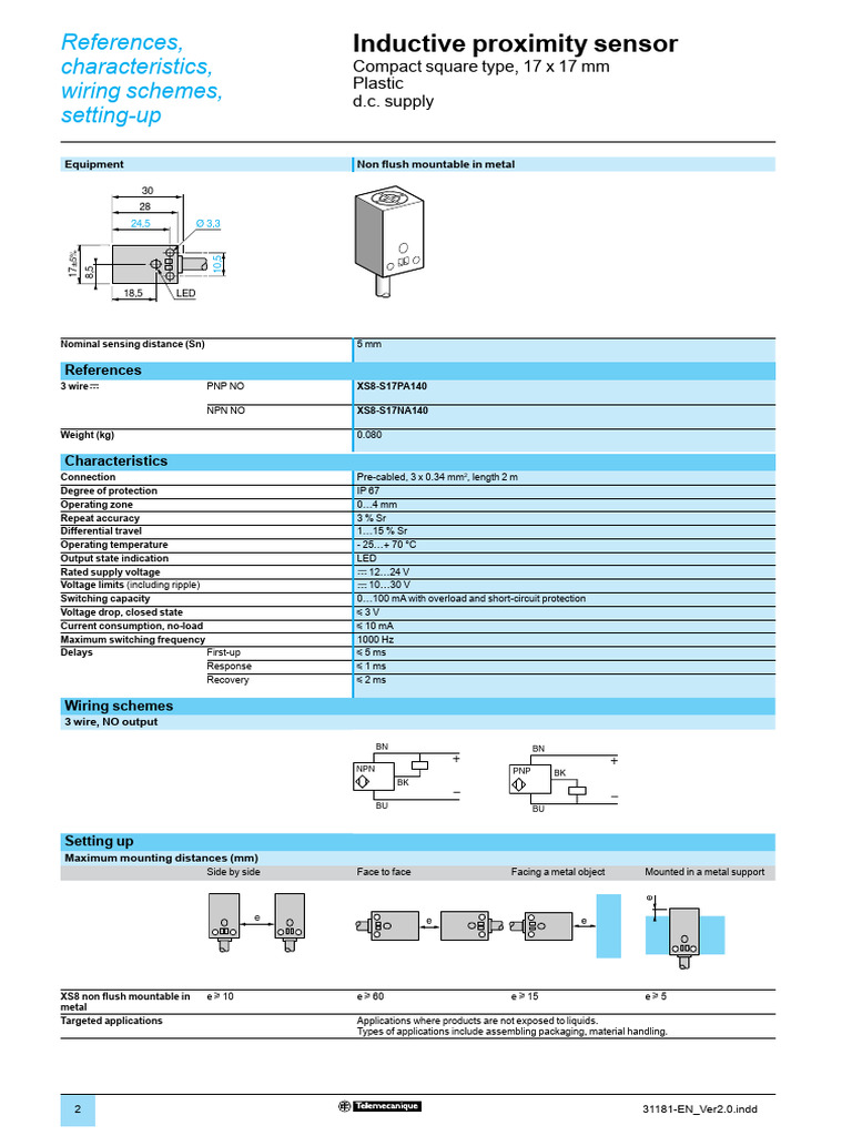 Inductive Proximity Sensor Specifications | PDF | Bipolar Junction ...