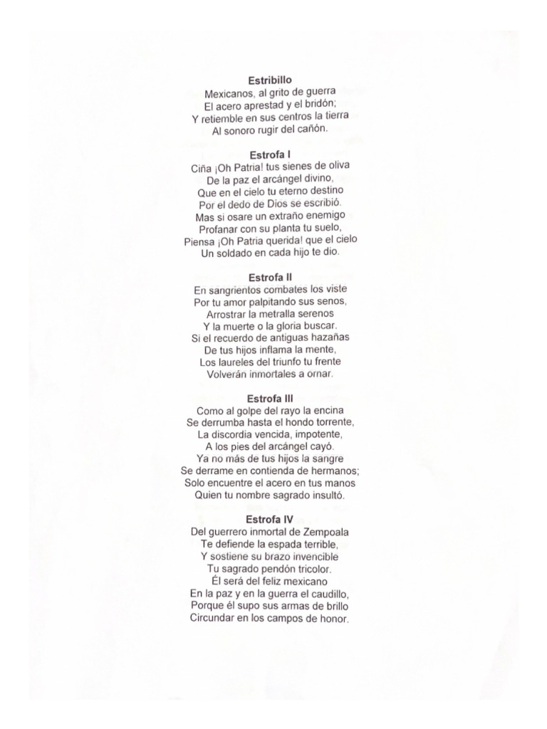 Himno Letra Completa | PDF