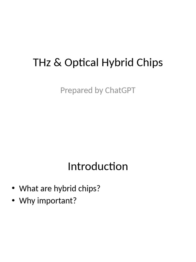 4 THZ & Optical Hybrid Chips | PDF