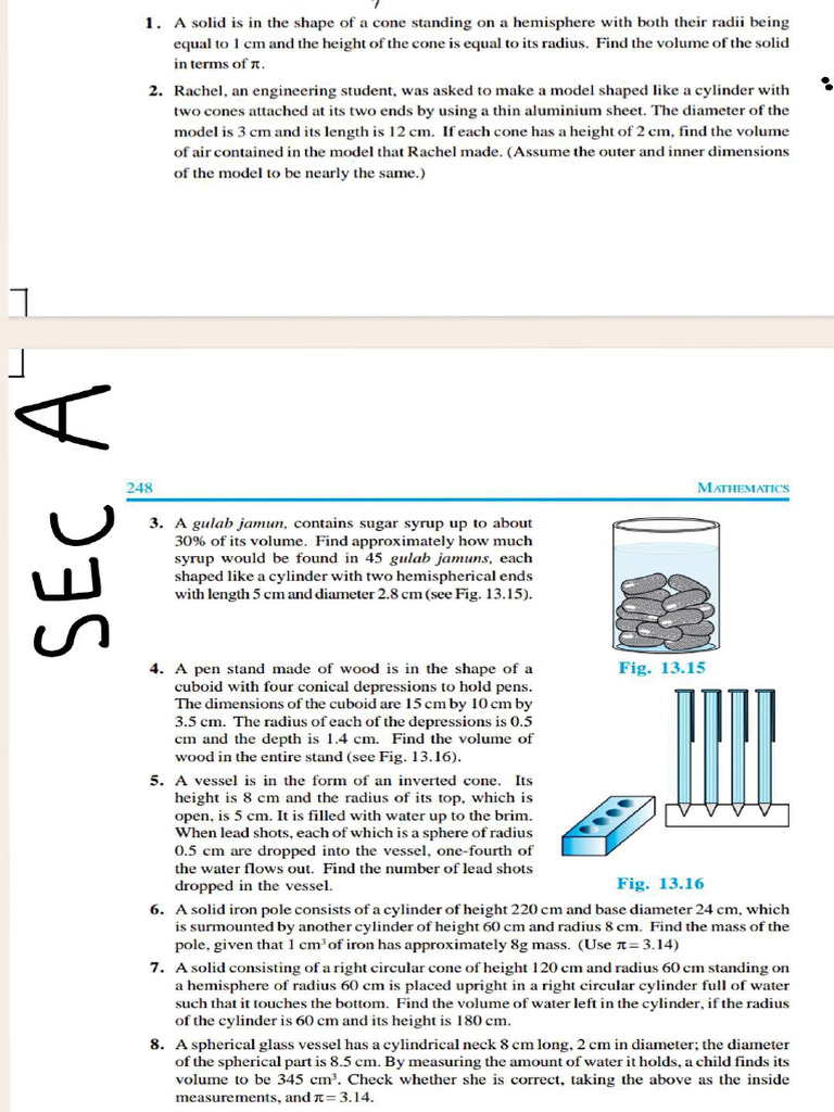Surface Area and Volume G10 | PDF | Sphere | Euclidean Geometry