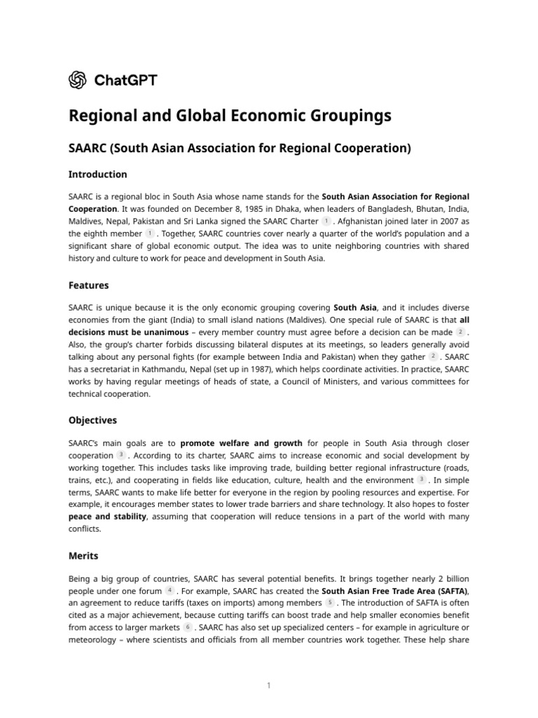 Regional and Global Economic Groupings | PDF | Global Politics | International Relations