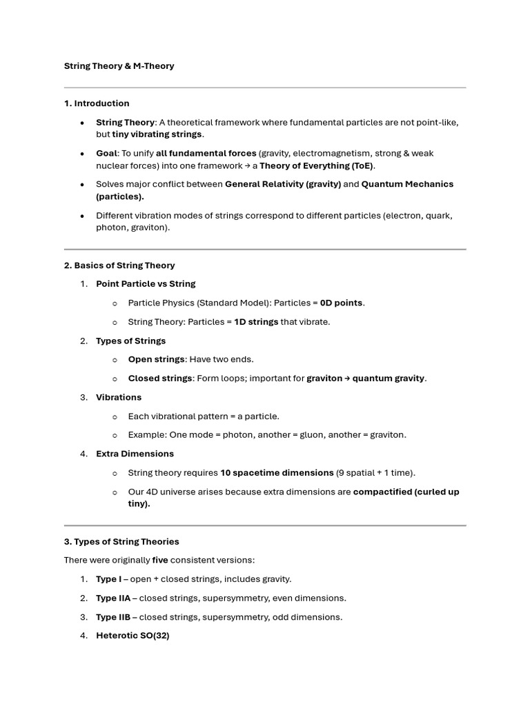 String Theory and M-Theory Overview | PDF | String Theory | Elementary ...