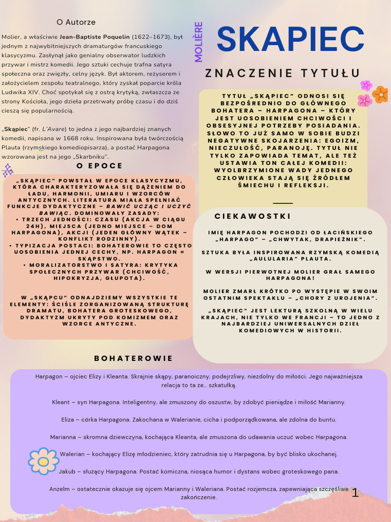 Notatka Z Lektury Skąpiec | PDF