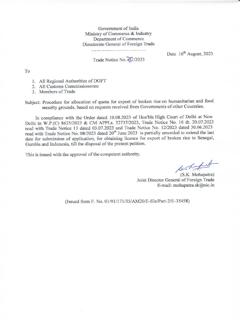 Trade Notice No. 20-2023 | PDF