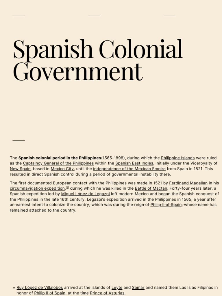 Spanish Colonial Government in the Philippines | PDF | Spanish East ...