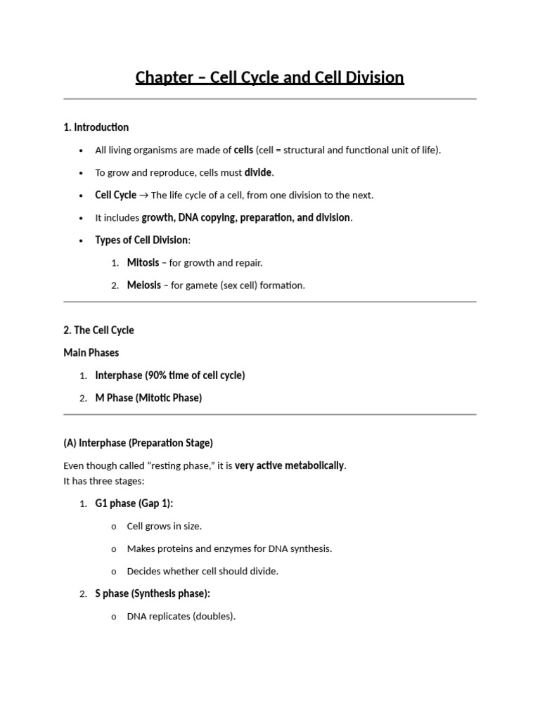 Cell Cycle and Division Explained | PDF | Meiosis | Mitosis